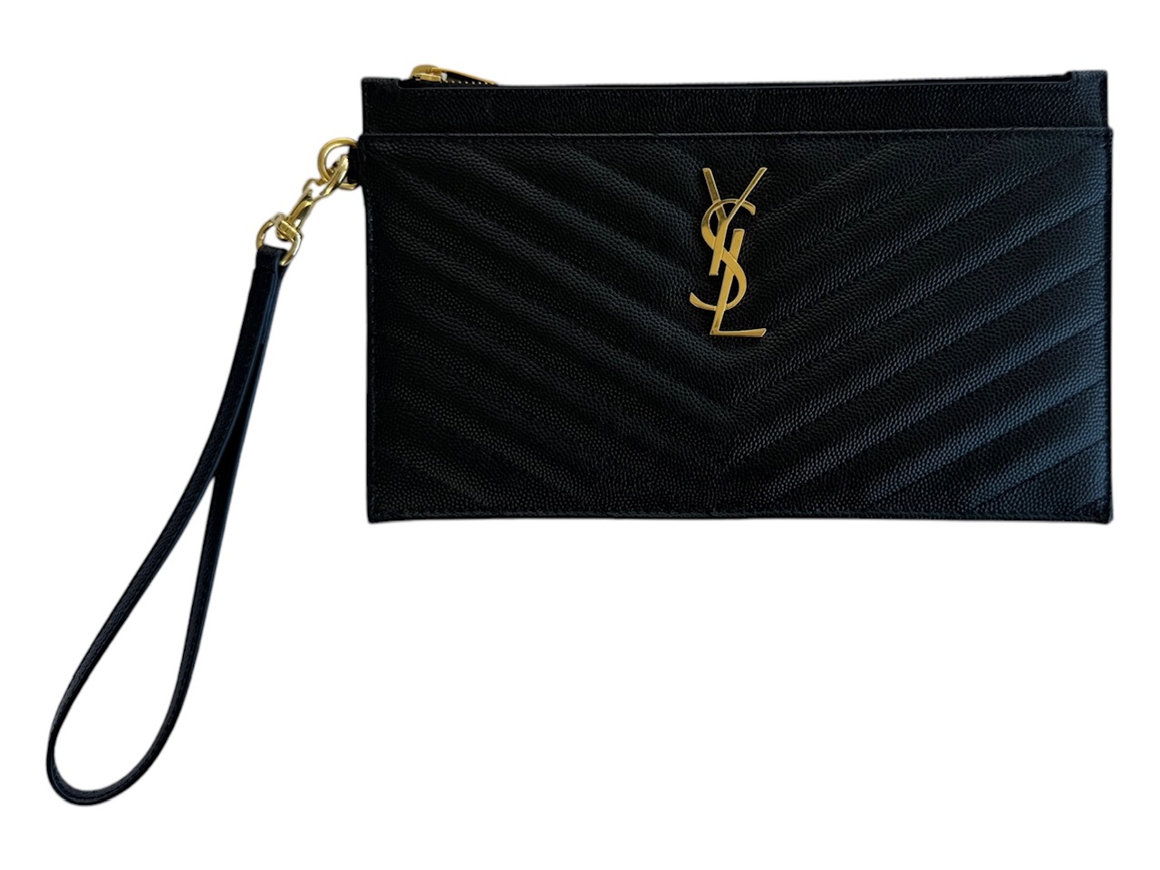 YSL Monogram Large Bill Pouch in Grained Leather